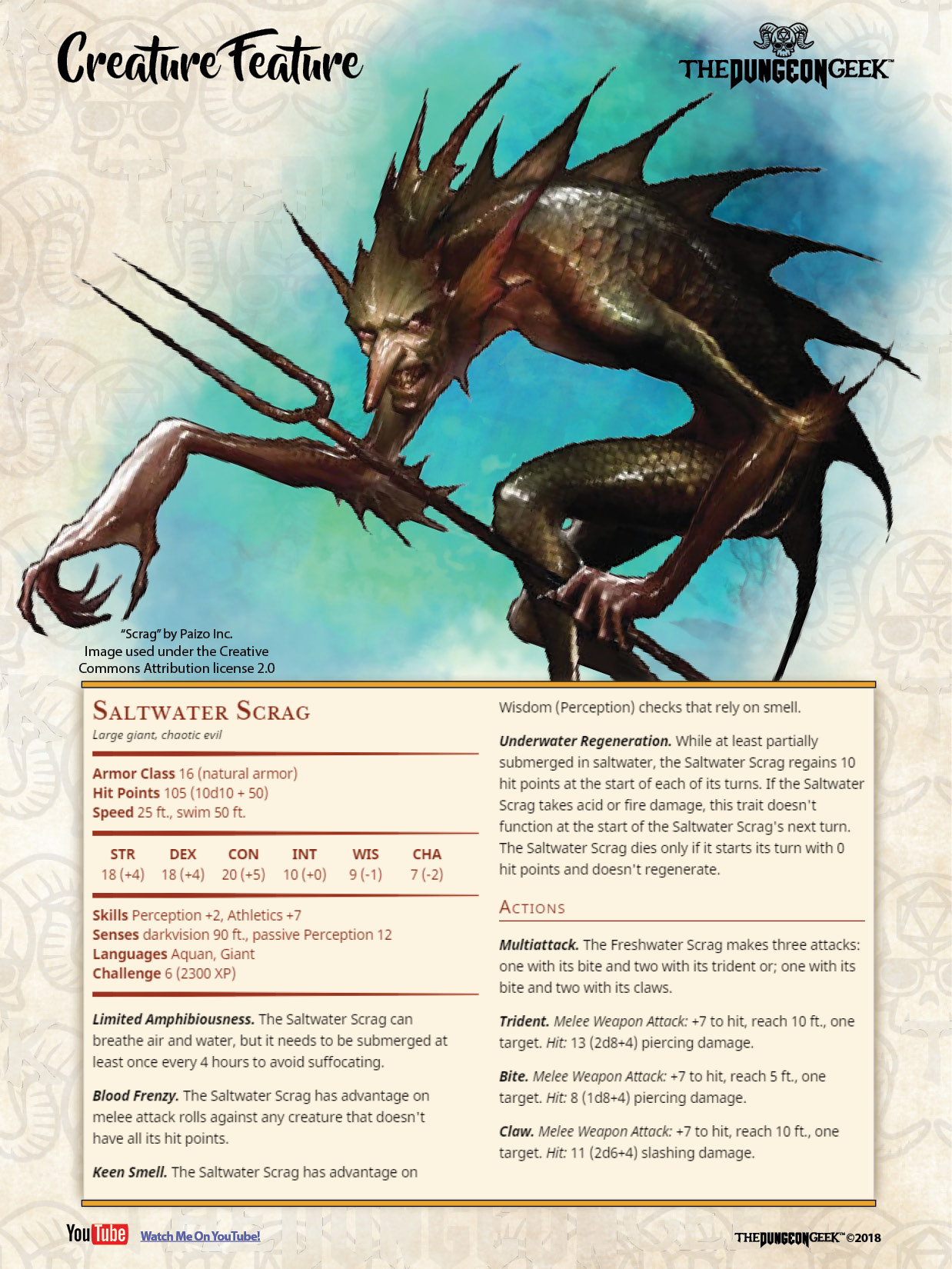 D&D Creature Feature – Saltwater Scrag – The Dungeon Geek