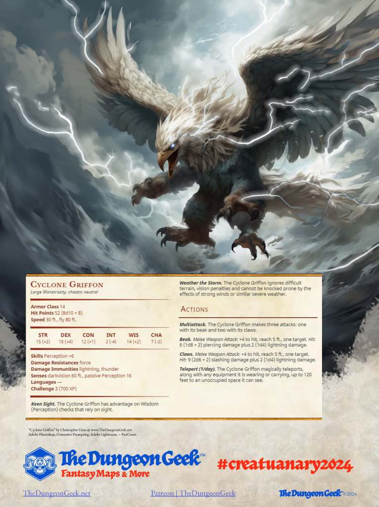 D&D 5e Creature Feature – Cyclone Griffon (CR 3) – #Creatuanary2024 ...