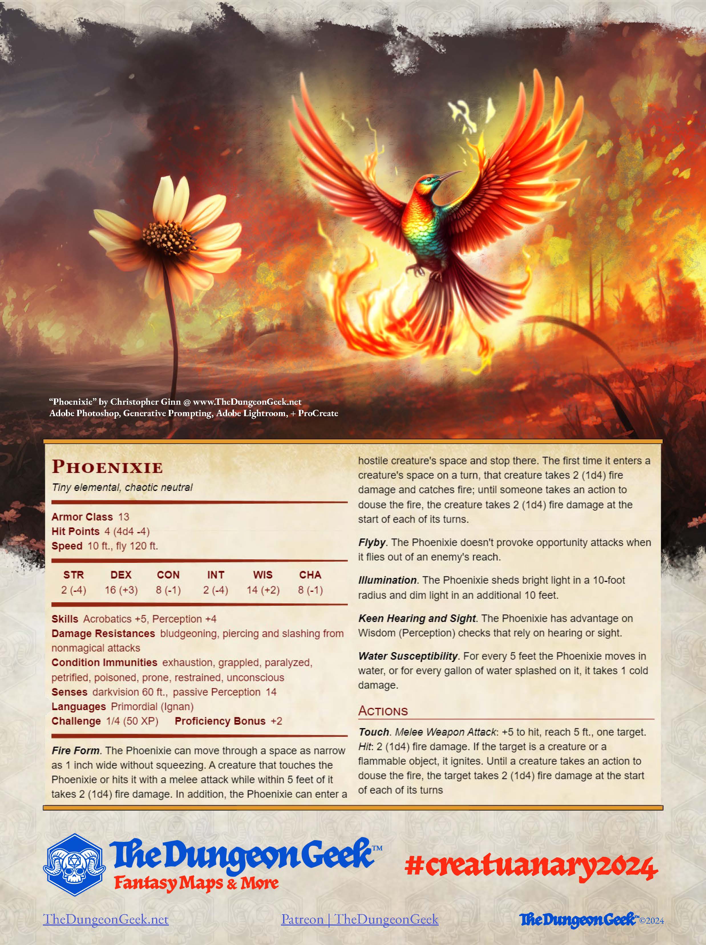 D&D 5e Creature Feature – Phoenixie -#Creatuanary2024 – The Dungeon Geek