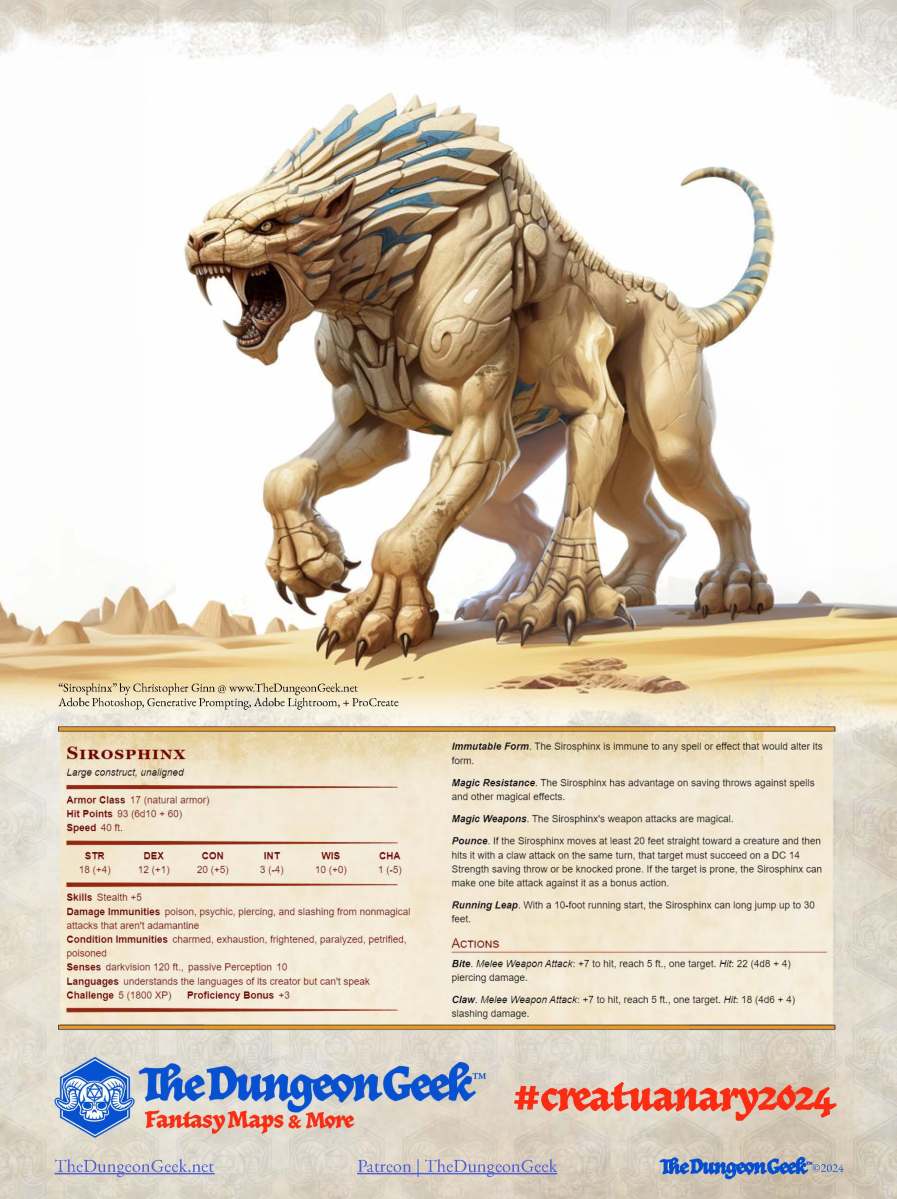 D&D 5e Creature Feature – Sirosphinx (CR 5) – #Creatuanary2024 – The ...