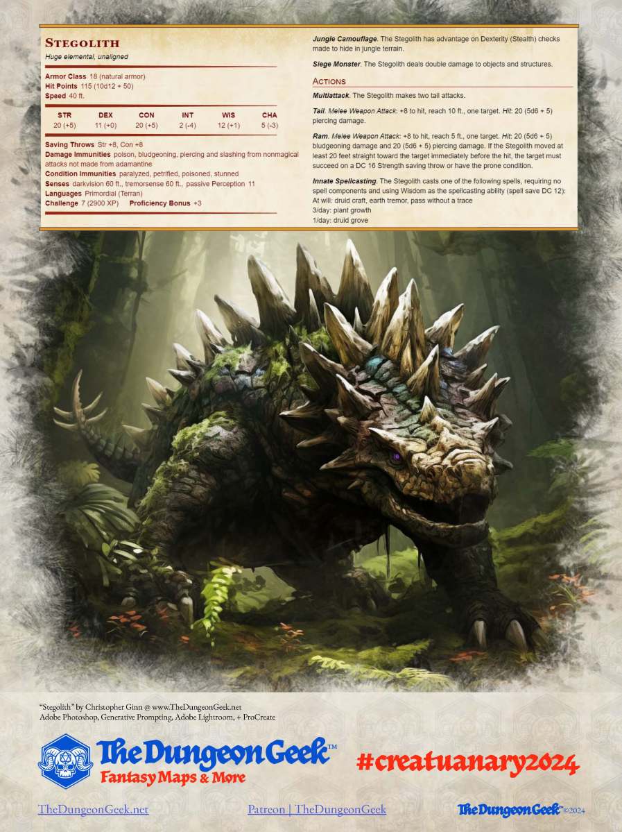 D&D 5e Creature Feature – Stegolith (CR 7) – #Creatuanary2024 – The ...