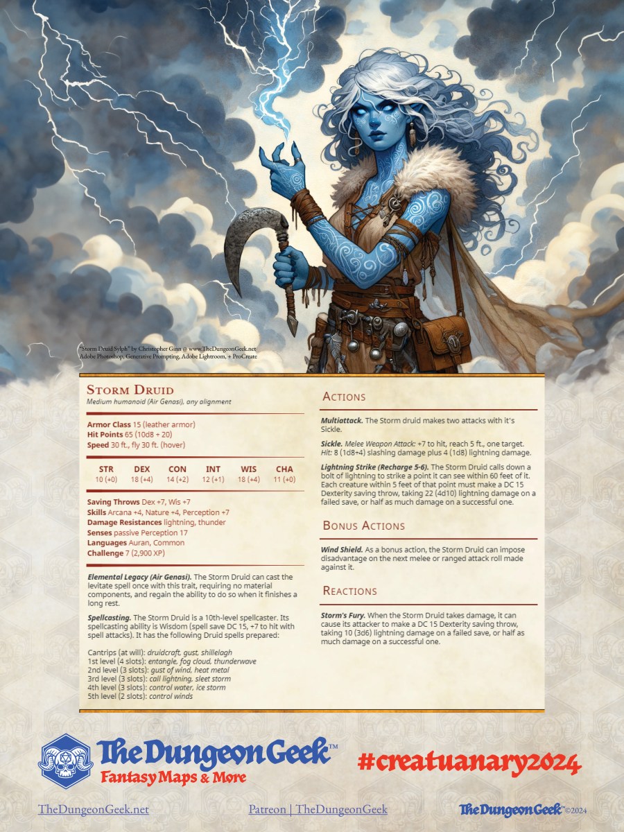 D&D 5e Creature Feature – Storm Druid, Air Genasi (CR 7) – # ...