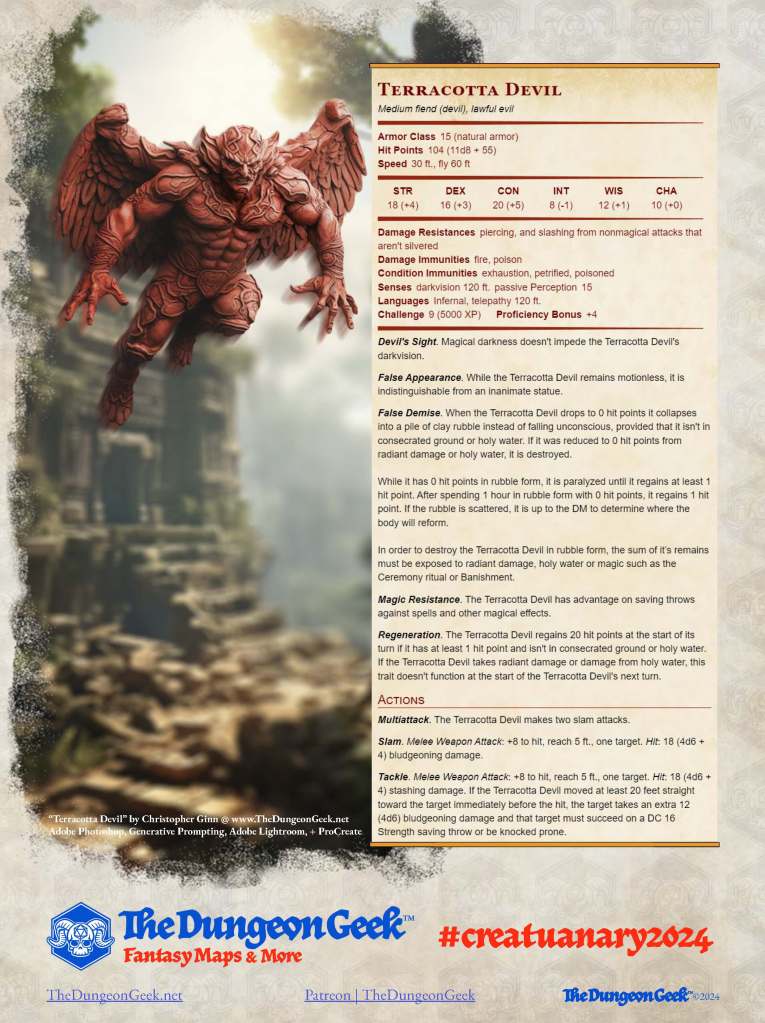 D&D 5e Creature Feature – Terracotta Devil (CR 9) – #Creatuanary2024 ...