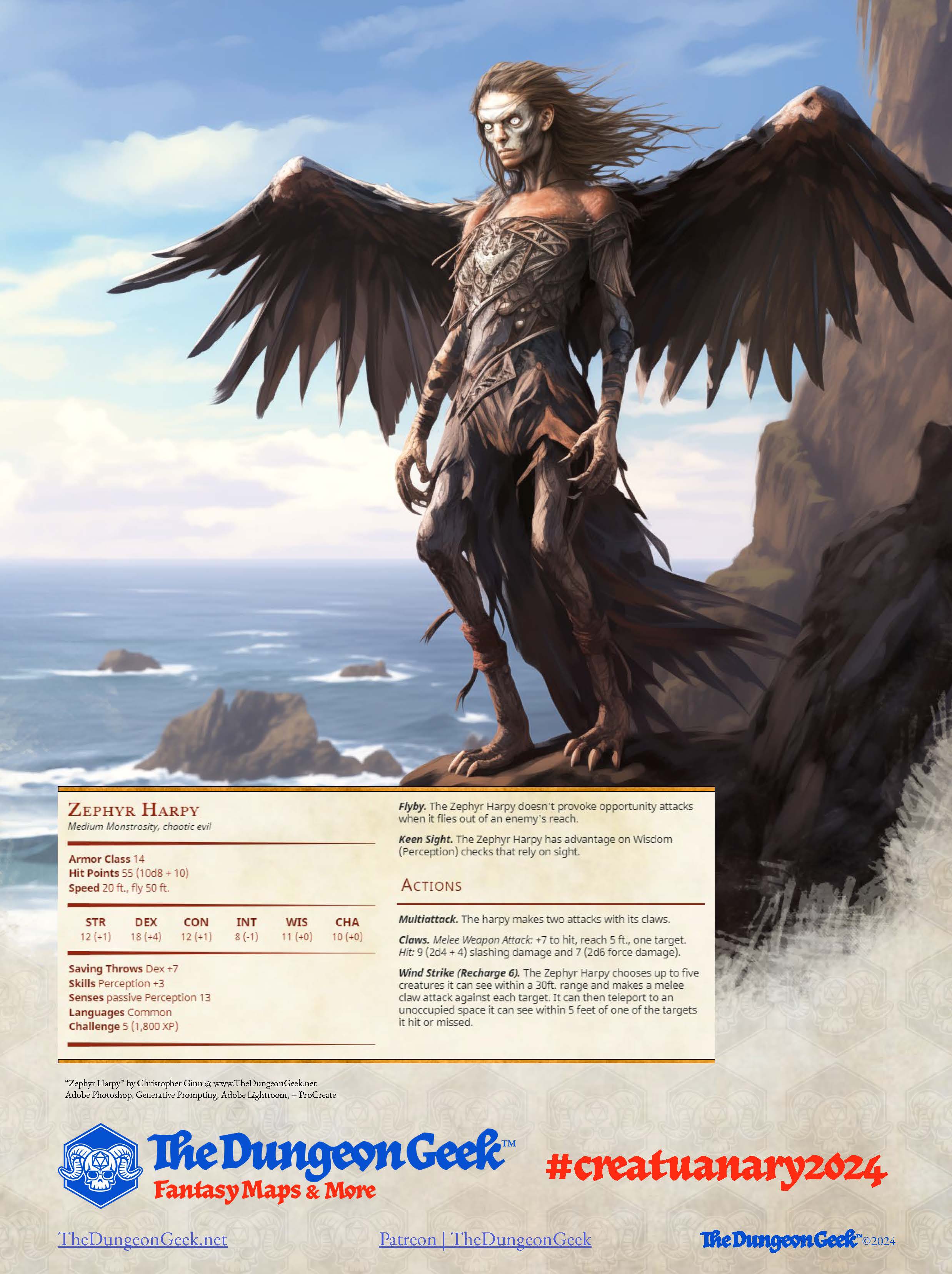 D&D 5e Creature Feature – Zephyr Harpy (CR 5) – #Creatuanary2024 – The ...
